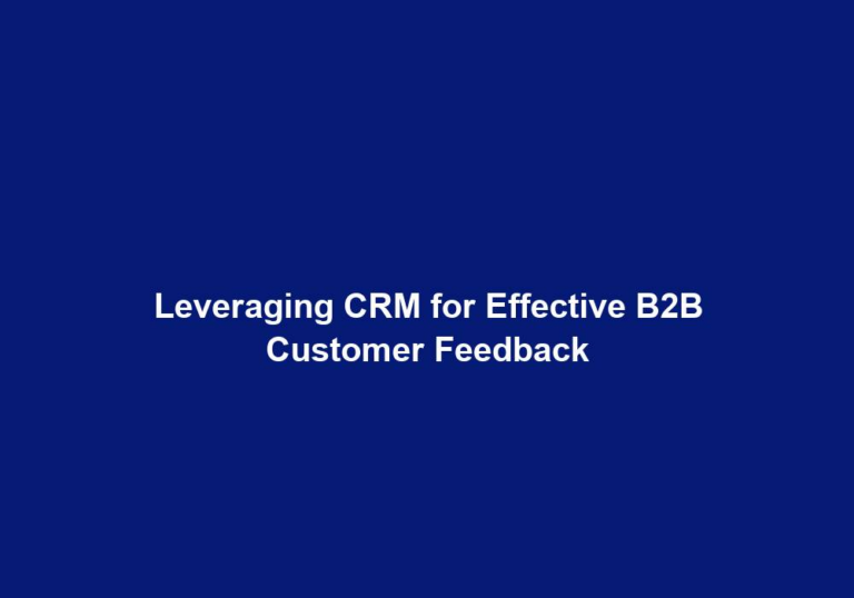Integrating Feedback in CRM: A B2B Strategy – B2B Marketing Portal ...